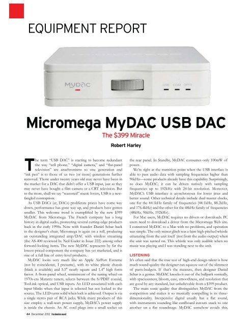 Micromega MyDAC USB DAC