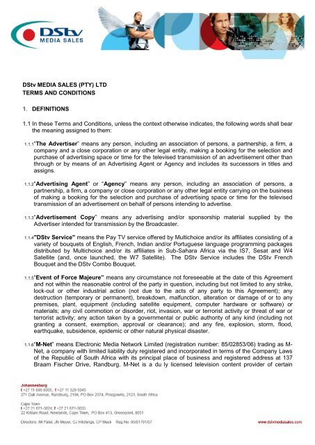 DStv MEDIA SALES (PTY) LTD TERMS AND CONDITIONS 1 ...