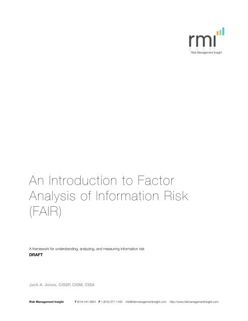 An Introduction to Factor Analysis of Information Risk (FAIR)