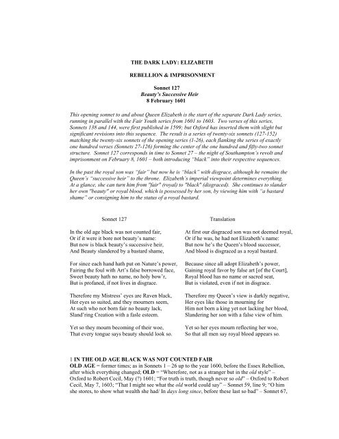 Sonnet 127 - The Monument