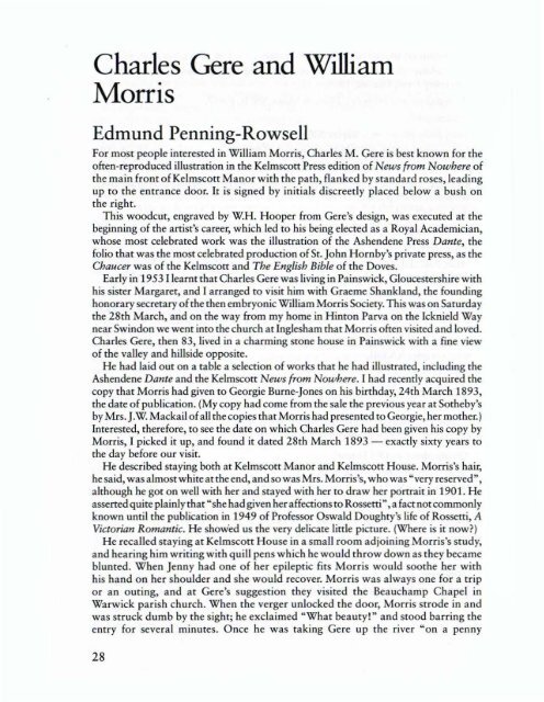 Charles Gere and William Morris - The William Morris Society