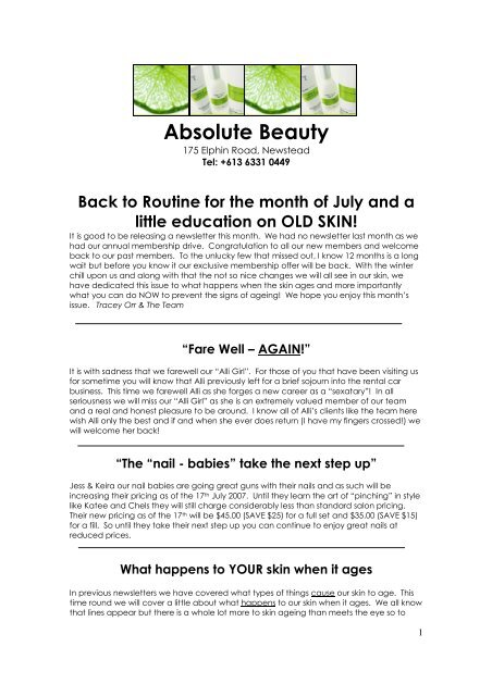 Absolute Beauty - Beauty Salon Launceston Tel