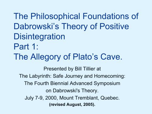 Plato - Kazimierz Dabrowski's Theory of Positive Disintegration