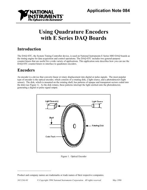 Using Quadrature Encoders with E Series DAQ Boards Introduction