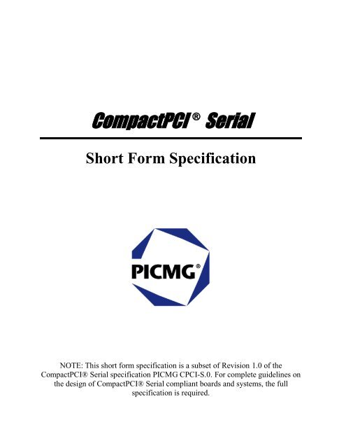 Short Form Specification - picmg