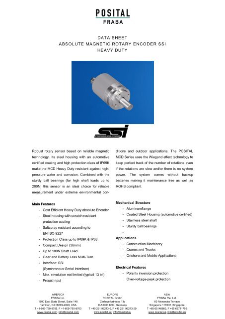 data sheet absolute magnetic rotary encoder ssi ... - FRABA Posital