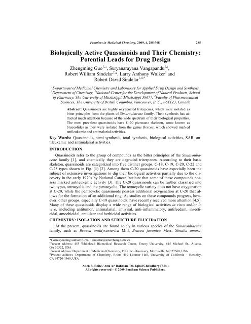 Biologically Active Quassinoids and Their ... - Bentham Science