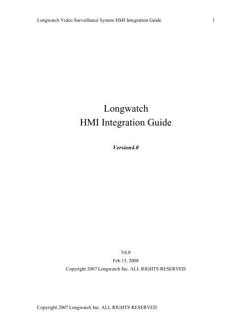Longwatch HMI Integration Guide
