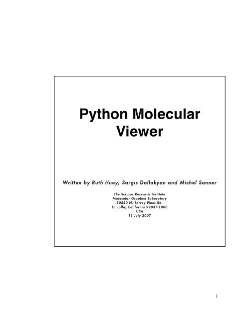 Python Molecular Viewer - MGLTools - The Scripps Research Institute