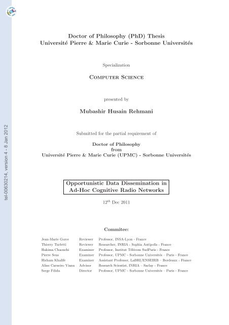 Doctor of Philosophy (PhD) Thesis Université Pierre & Marie Curie ...