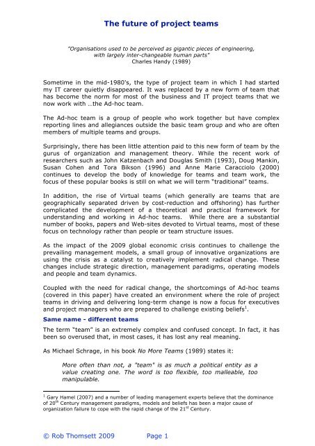 The future of project teams - Thomsett