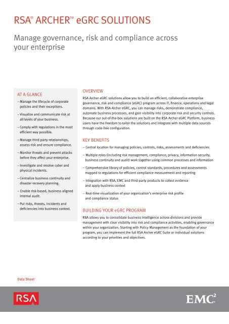 RSA Archer eGRC Solutions