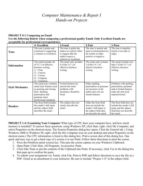 Computer Maintenance & Repair I Hands-on Projects