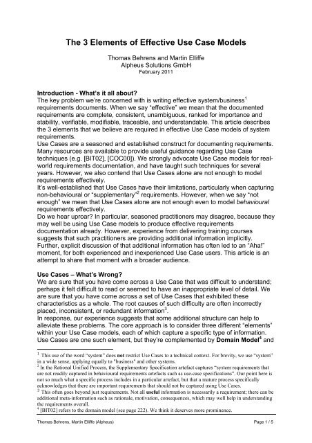 The 3 Elements of Effective Use Case Models - Alpheus Solutions