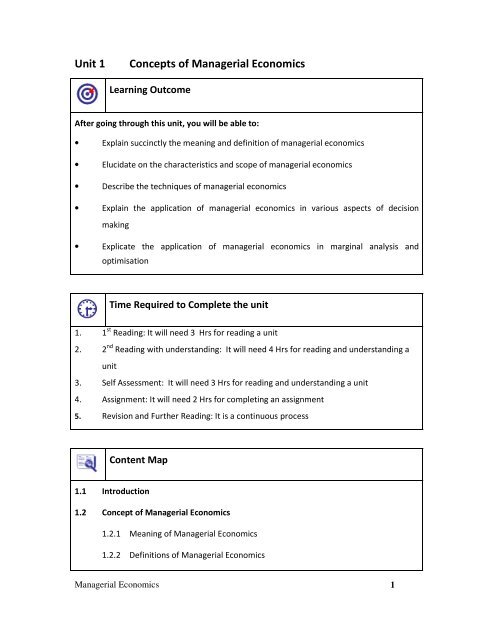 Unit 1 Concepts of Managerial Economics