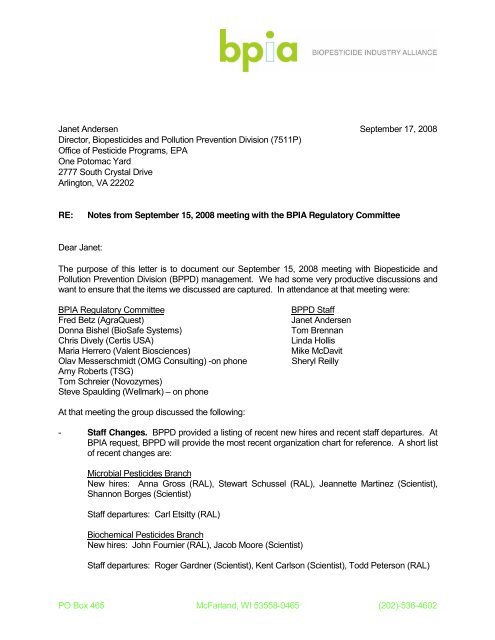 Janet Andersen - Biopesticide Industry Alliance