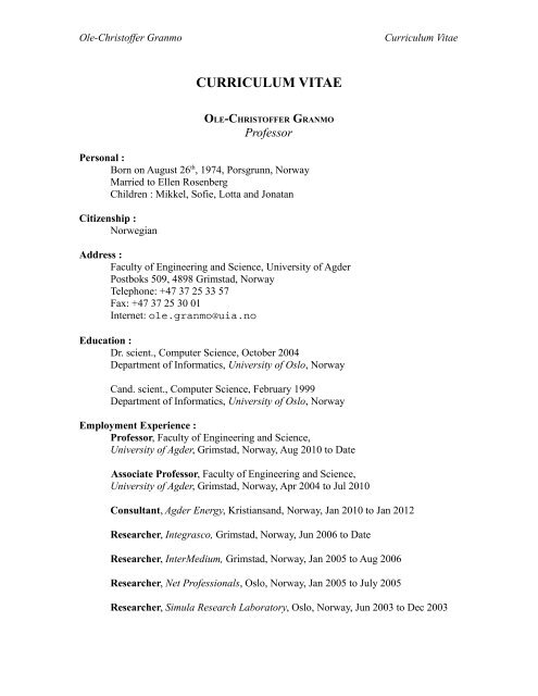 CV - Curriculum Vitae - IKT Grenland