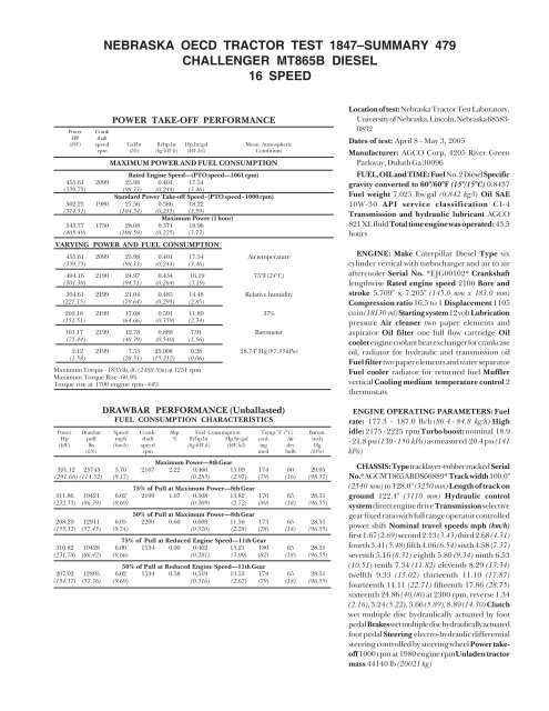 Tractor Test Results - Nebraska Tractor Test Laboratory