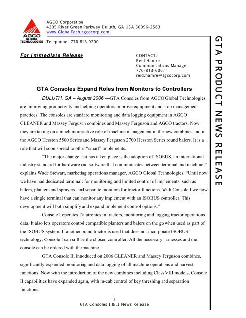 GTA Consoles Expand Roles from Monitors to Controllers - AGCO Iron