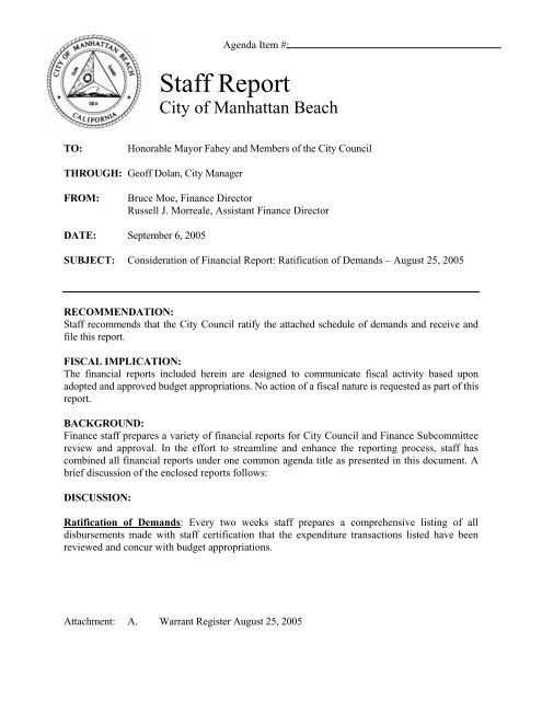 Staff Report - City of Manhattan Beach