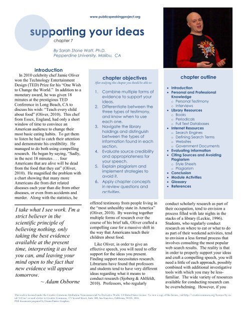 supporting your ideas - The Public Speaking Project