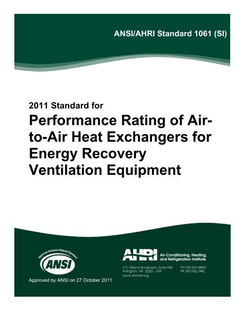 ANSI/AHRI Standard 1061