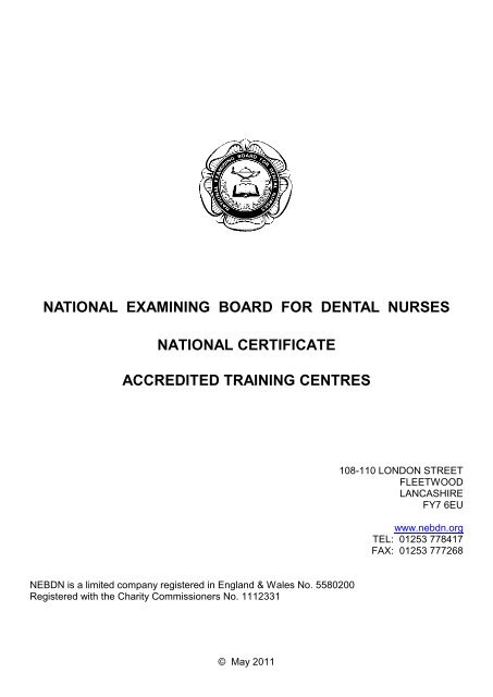 national examining board for dental nurses national certificate ...