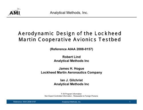 Aerodynamic Design of the Lockheed Martin Cooperative Avionics ...