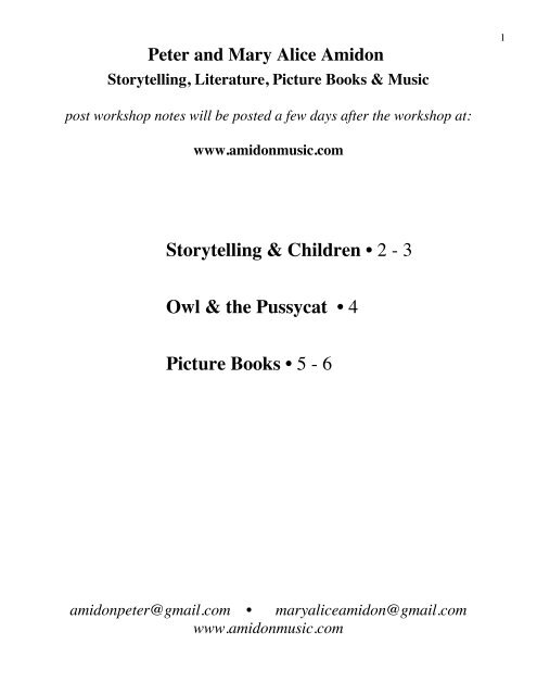 Peter and Mary Alice Amidon Storytelling, Literature, Picture Books ...