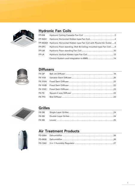 Hydronic Fan Coils Diffusers Grilles Air Treatment Products