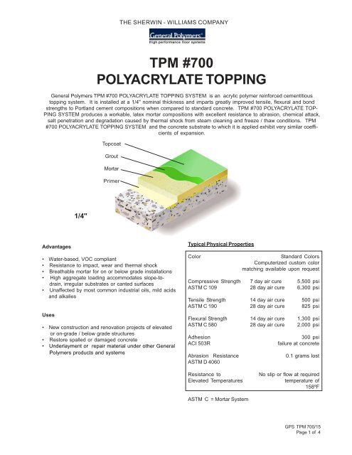 TPM #700 POLYACRYLATE TOPPING - General Polymers