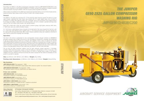 aircraft service equipment d esc r ip tio nd etails - Juniper Liverpool