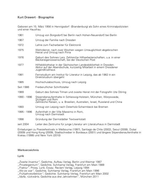 Kurt Drawert - Biographie