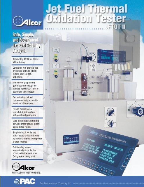Safe, Simple, and Economical Jet Fuel Stability Analysis Safe ...