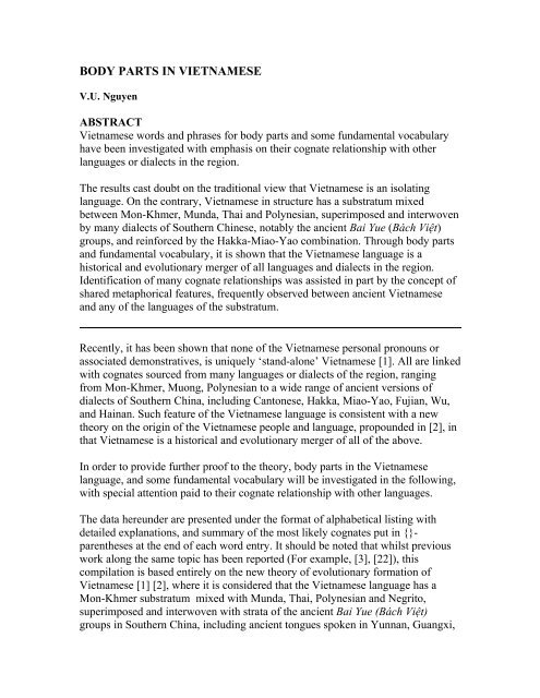 BODY PARTS IN VIETNAMESE - Alcor