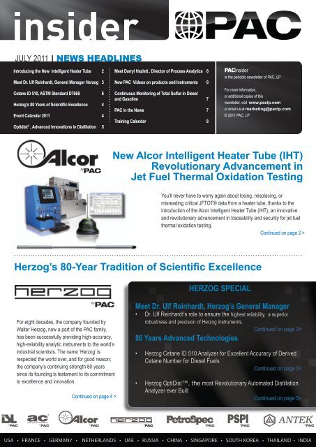 Herzog's 80-Year Tradition of Scientific Excellence New Alcor ... - PAC