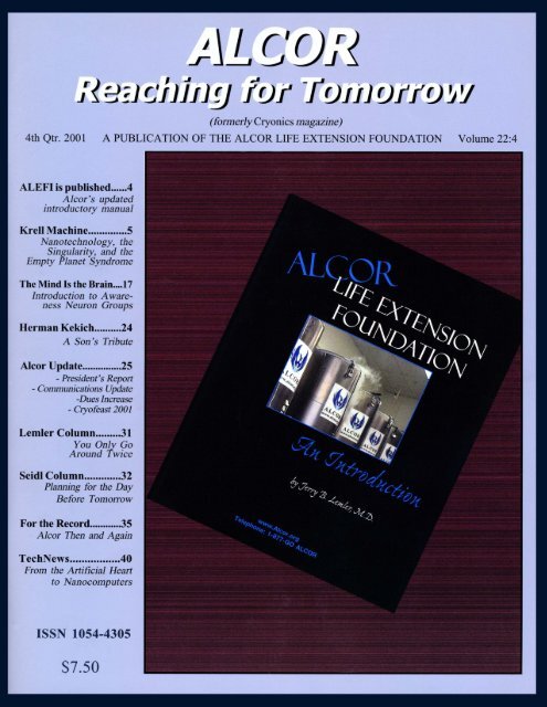 Reaching for Tomorrow - Alcor Life Extension Foundation