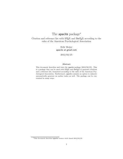 apacite - TeXdoc Online • TeX and LaTeX Documentation