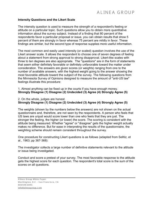 Intensity Questions and the Likert Scale - ALINEA GROUP