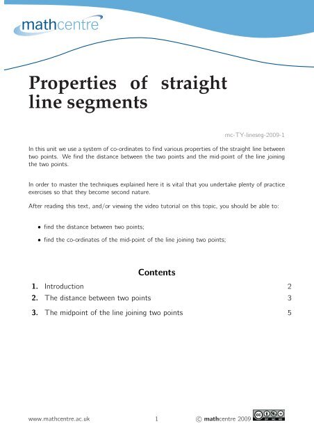 Properties of straight line segments - Math Centre
