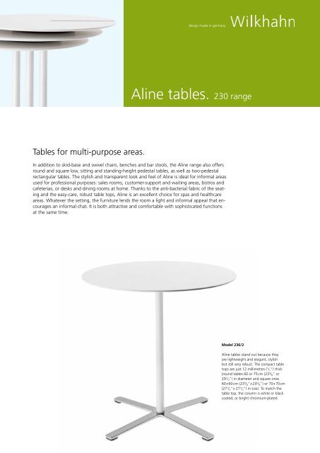 Aline tables. 230 range - Wilkhahn