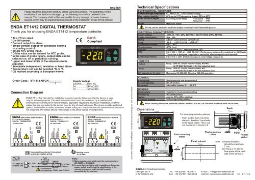 ENDA ET1412 DIGITAL THERMOSTAT - SURAN Industrieelektronik