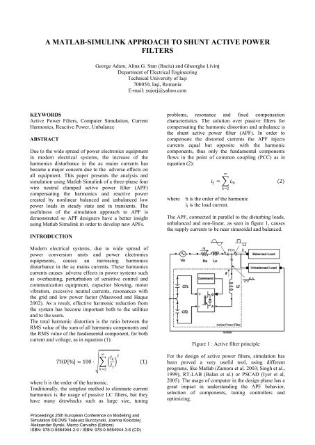 a matlab-simulink approach to shunt active power filters - European ...