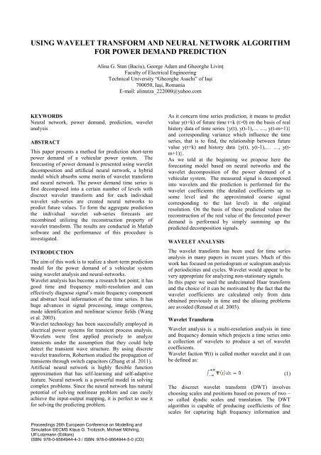 Using Wavelet Transform And Neural Network Algorithm For