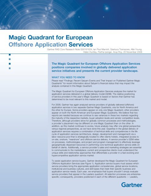 Magic Quadrant for European Offshore Application Services - IBM
