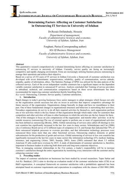 Determining Factors Affecting on Customer Satisfaction - journal ...