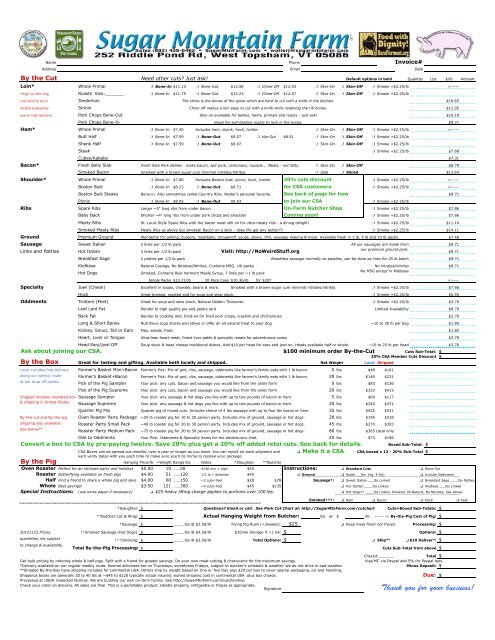 Order Form - Sugar Mountain Farm