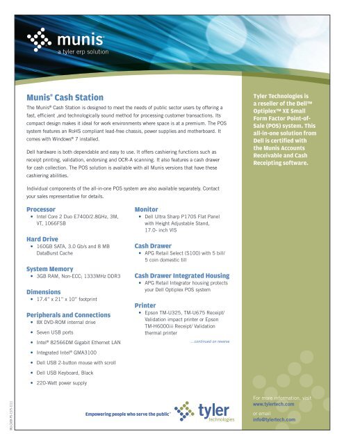 Munis® Cash Station - Tyler Technologies