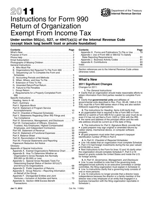 Form 990 instructions - Internal Revenue Service