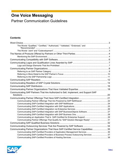 Partner Communication Guidelines - Exhibitor Information Web Site